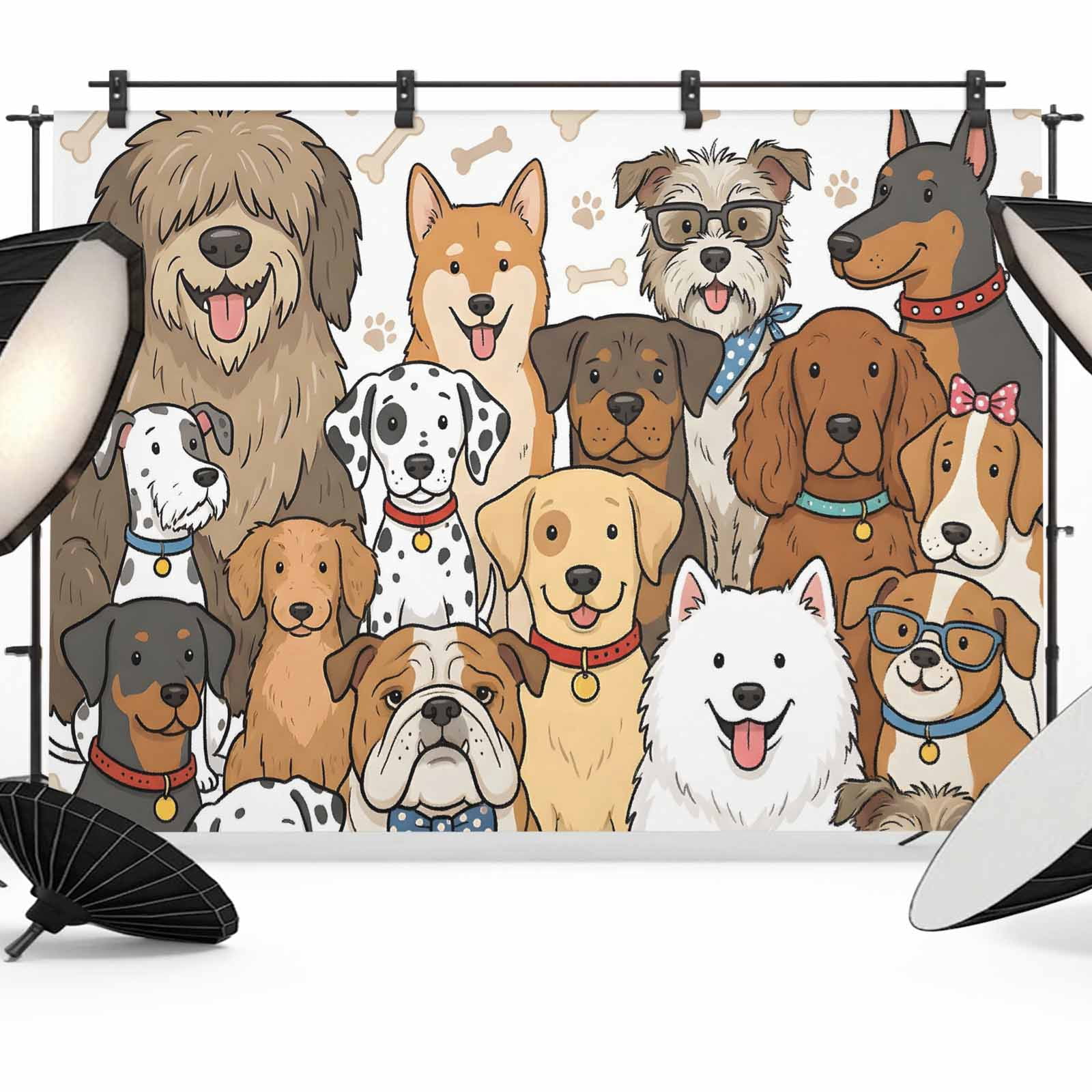 7x5ft Photo Backdrop, Cute Dog Soft Polyester Backdrop Curtains ...