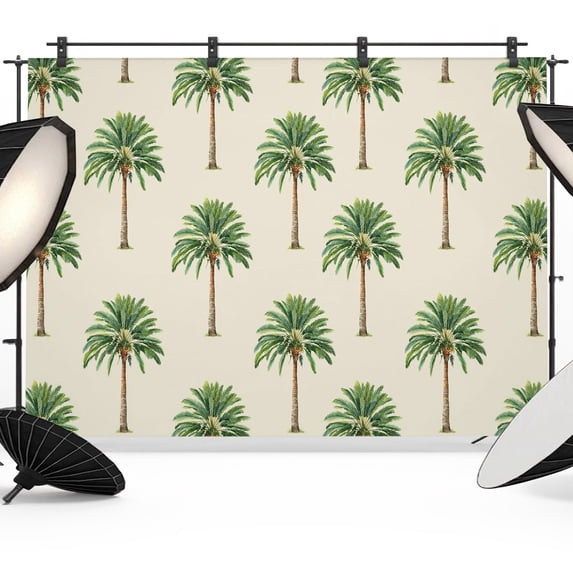 7x5ft Photo Backdrop, Green Palm Trees Soft Polyester Backdrop Curtains ...