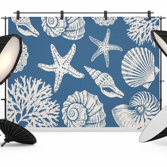 7x5ft Photo Backdrop, Lake Blue Starfish Coastal Soft Polyester ...