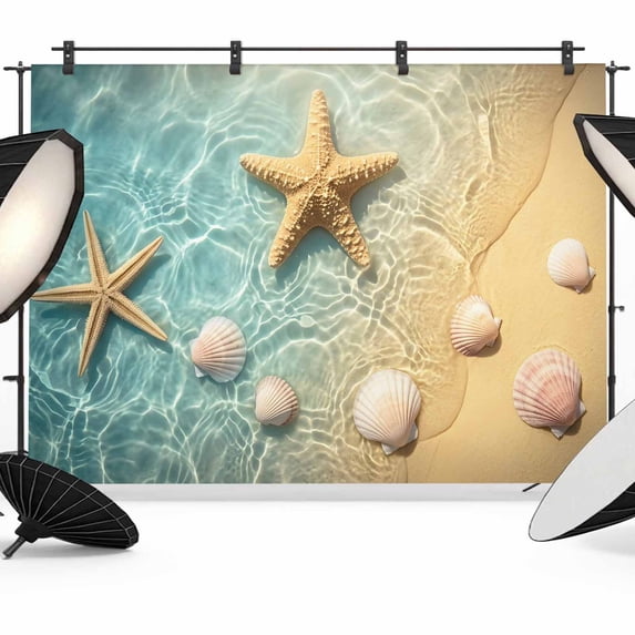 7x5ft Photo Backdrop, Summer Starfish Soft Polyester Backdrop Curtains ...