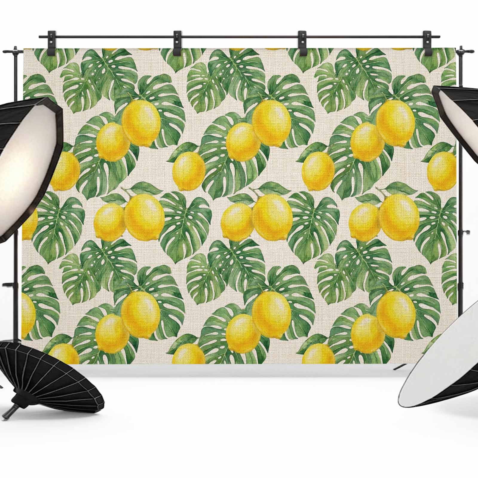 7x5ft Photo Backdrop, Summer Yellow Lemon Soft Polyester Backdrop ...