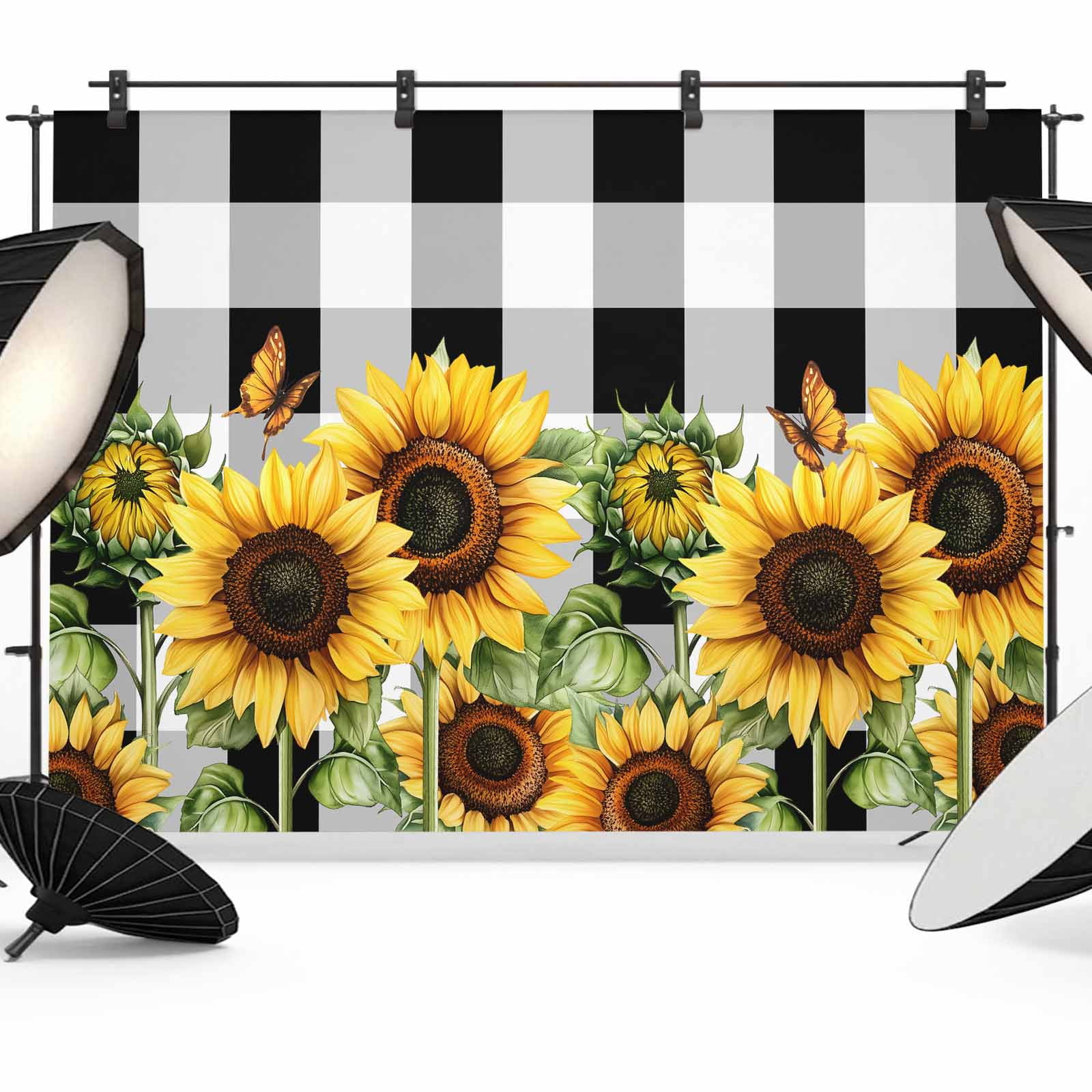 7x5ft Photo Backdrop, Sunflower Soft Polyester Backdrop Curtains ...