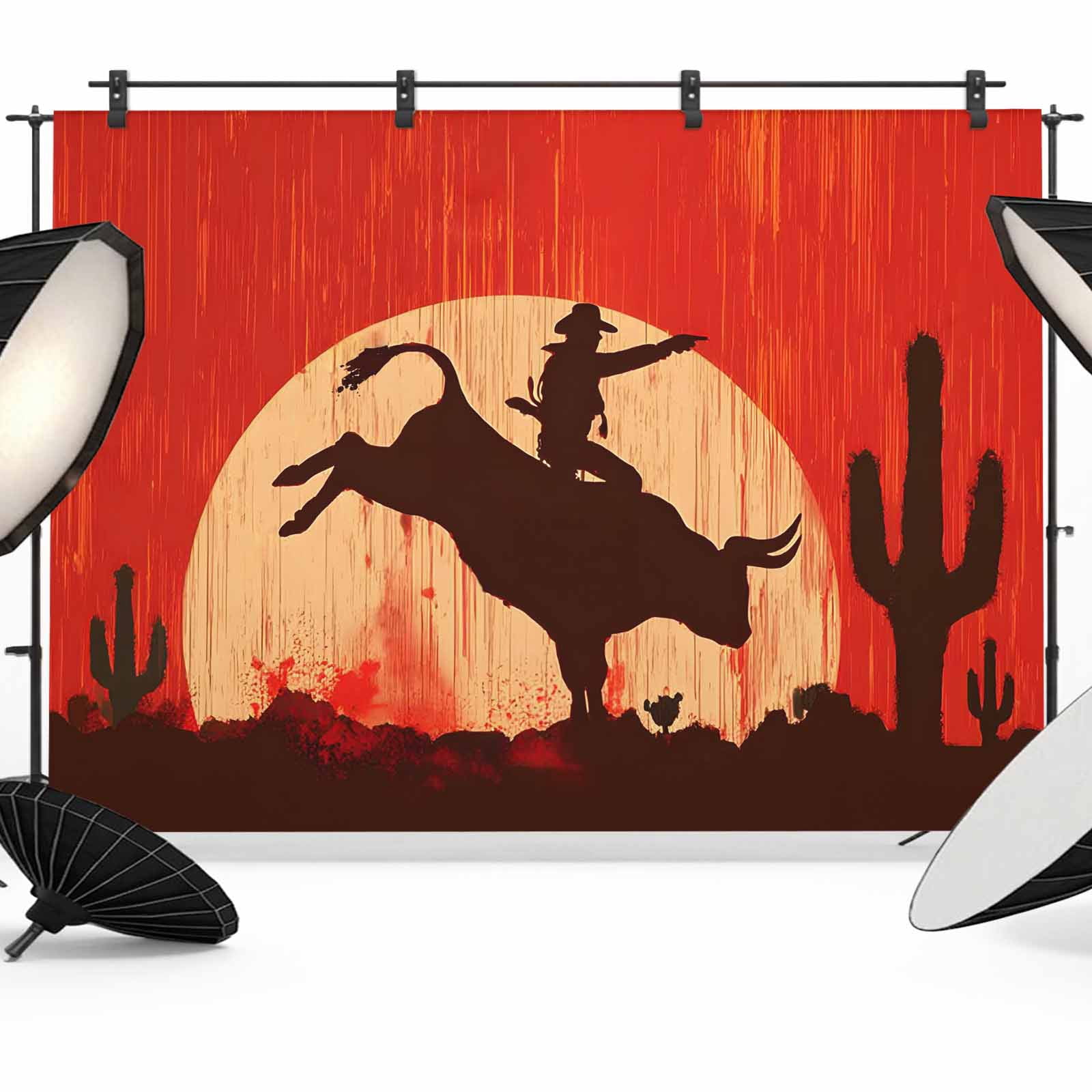 7x5ft Photo Backdrop, Western Cow Boy Soft Polyester Backdrop Curtains ...