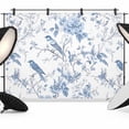 7x5ft Photo Backdrop, White Blue Spring Floral Soft Polyester Backdrop ...