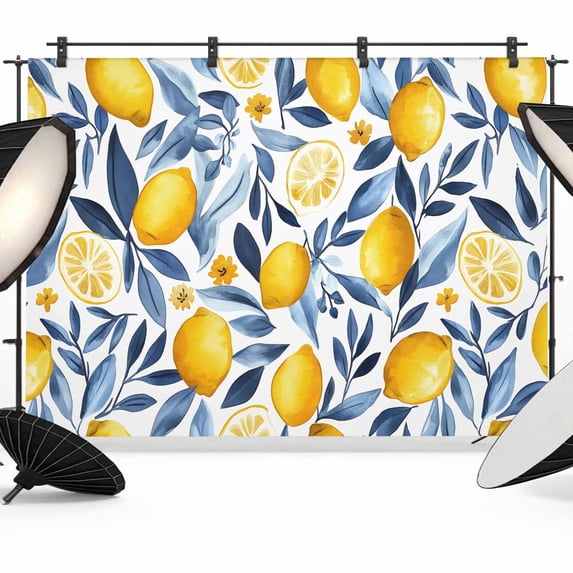 7x5ft Photo Backdrop, Yellow Lemon Soft Polyester Backdrop Curtains ...