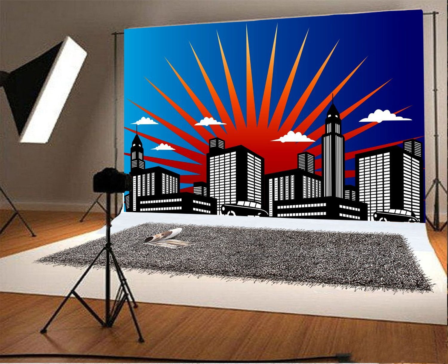 7x5ft Photography Backdrop Cartoon City Landscape Town Wallpaper ...