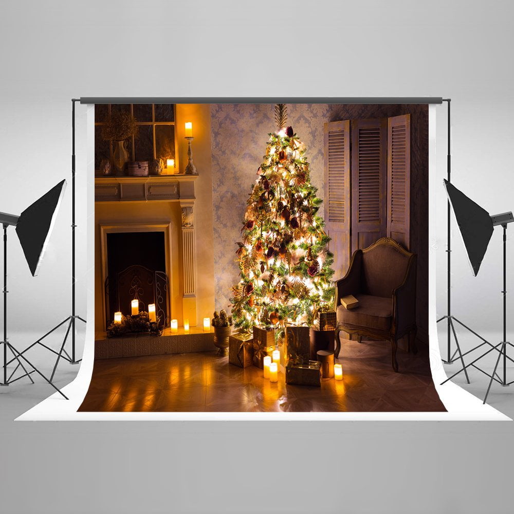 7x5ft Photography Backdrop Christmas Tree Indoor Night Scene Photo ...