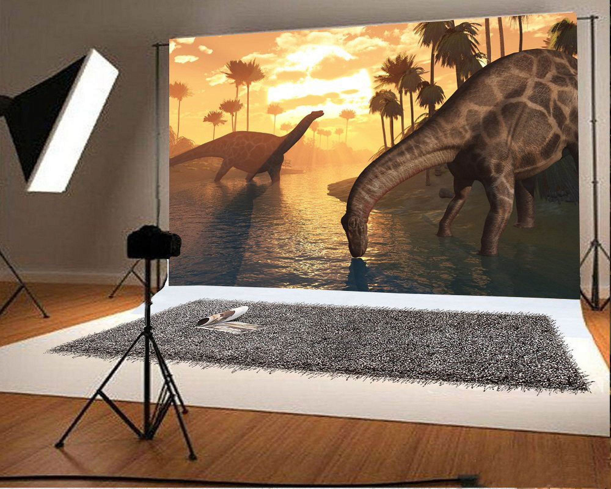 7x5ft Photography Backdrop Dinosaur Dreamland Fairytale Coconut Trees ...