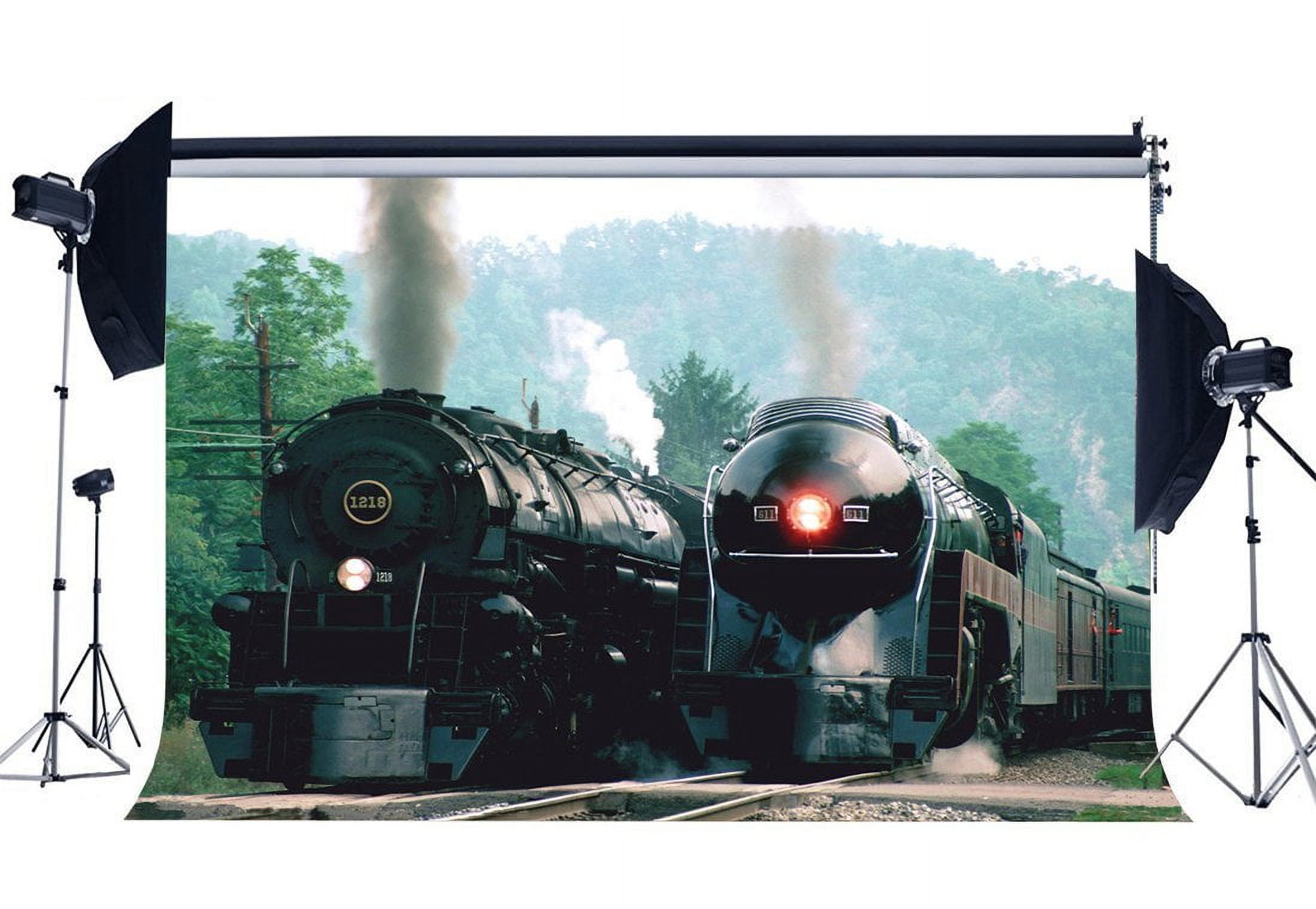 7x5ft Photography Backdrop Locomotive Vintage Old Steam Train Railrod ...