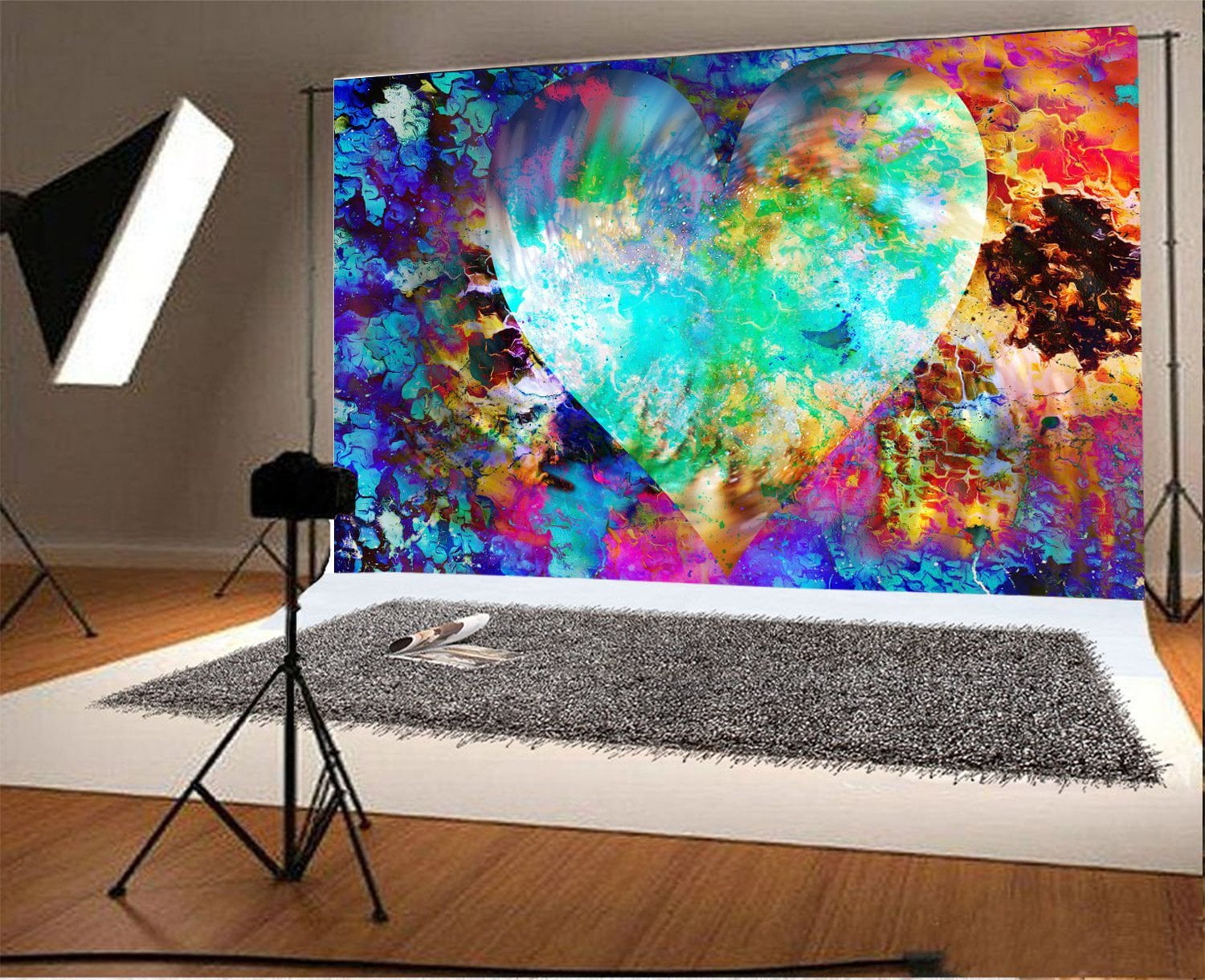 7x5ft Photography Background Colorful Cosmic Space Heart Abstract ...