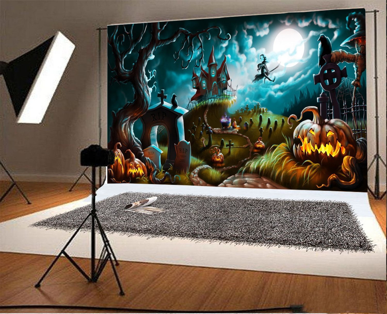 7x5ft Photography Background Halloween Night Mystery Graveyard ...
