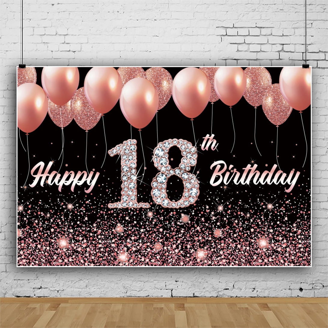 7x5ft,Pink 18th Birthday Backdrop,Happy Birthday Photography Background,Balloon Photo Backdrops ...