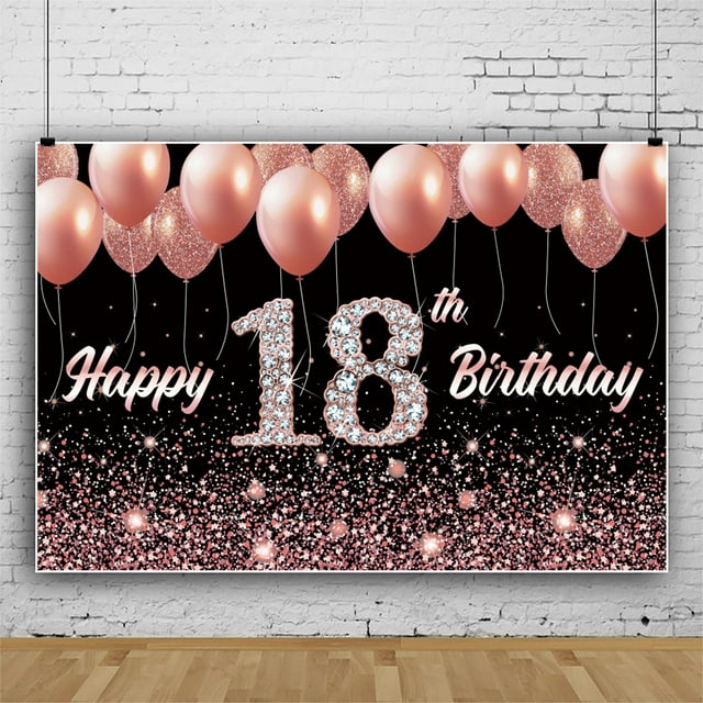 7x5ft,Pink 18th Birthday Backdrop,Happy Birthday Photography Background ...
