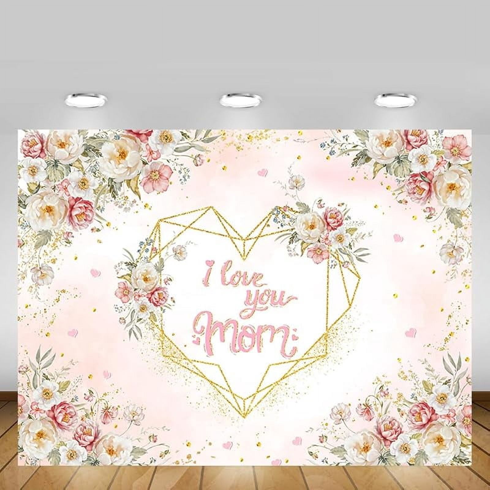 7x5ft Pink Floral Happy Mother's Day Backdrop Mother's Day Event Party ...