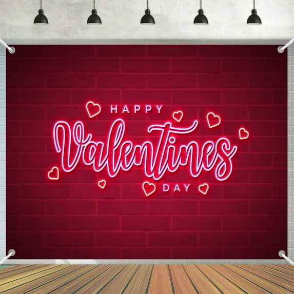7x5ft Pink Neon Brick Wall Valentines Day Backdrop for Photo Her Party ...