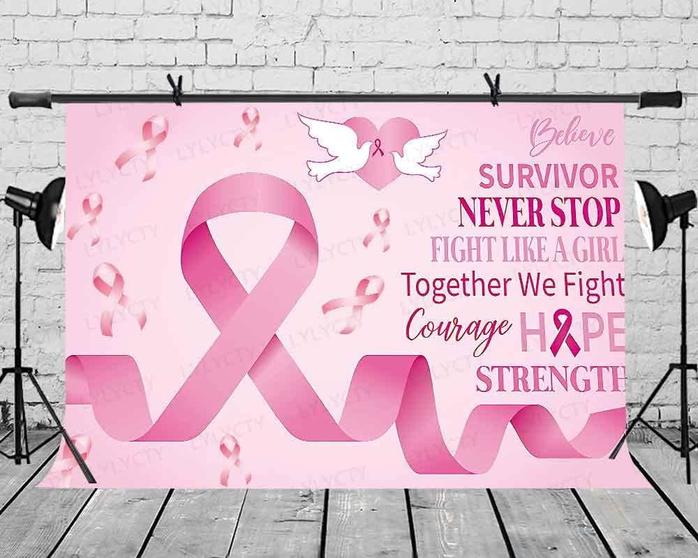 7x5ft Pink Ribbon Backdrop Breast Cancer Photography Background for ...
