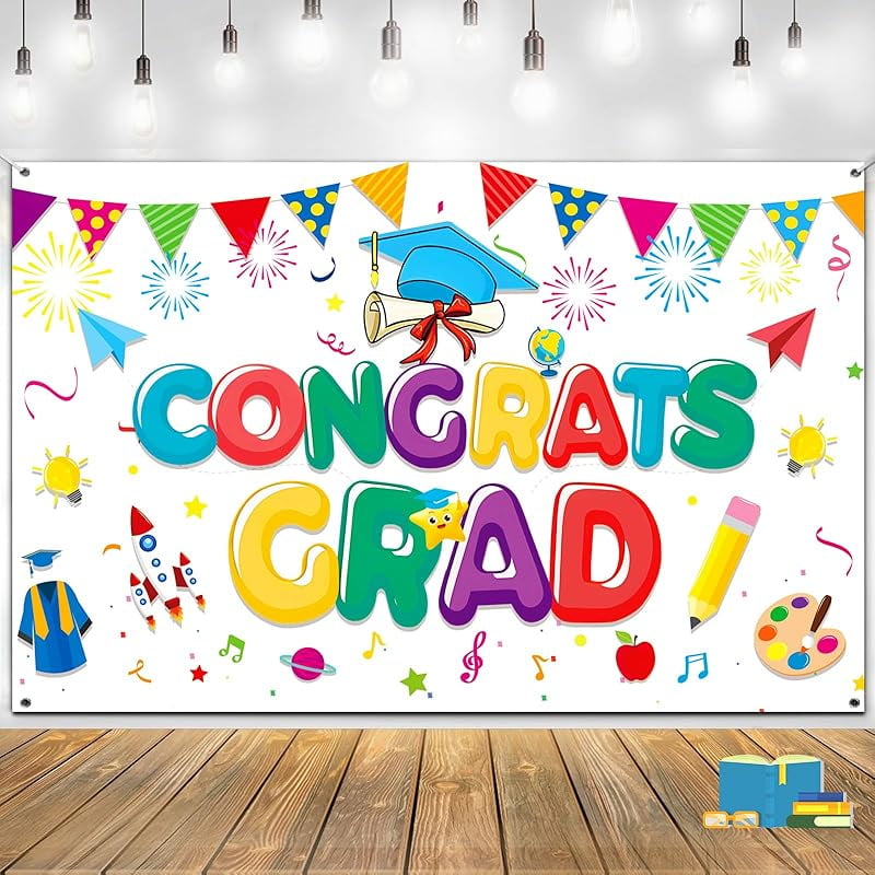 7x5ft Premium Kindergarten Graduation Backdrop Banner, Classic Design ...