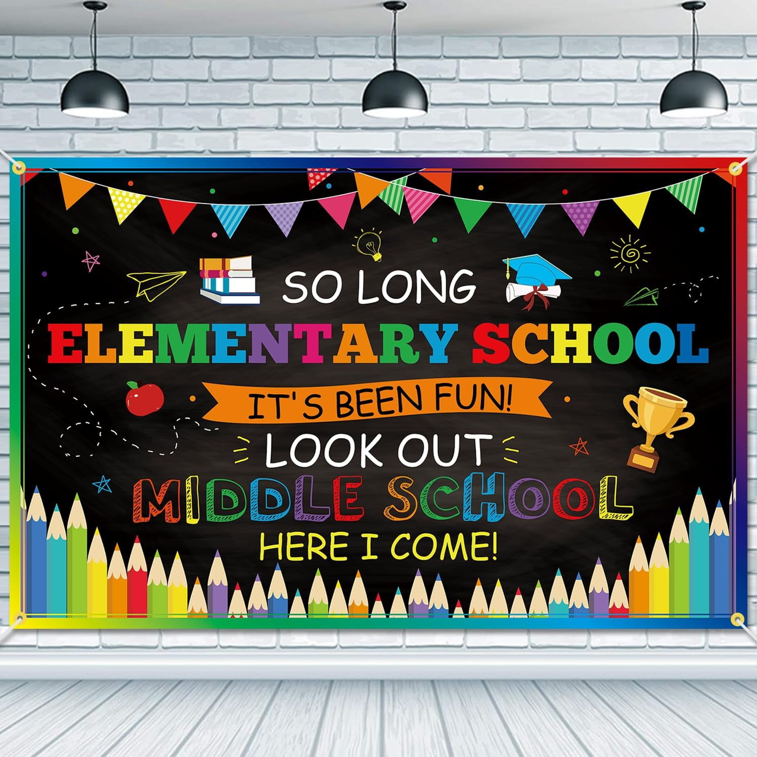 7x5ft Pretty Backdrop So Long Elementary School It's Been Fun Look Out ...