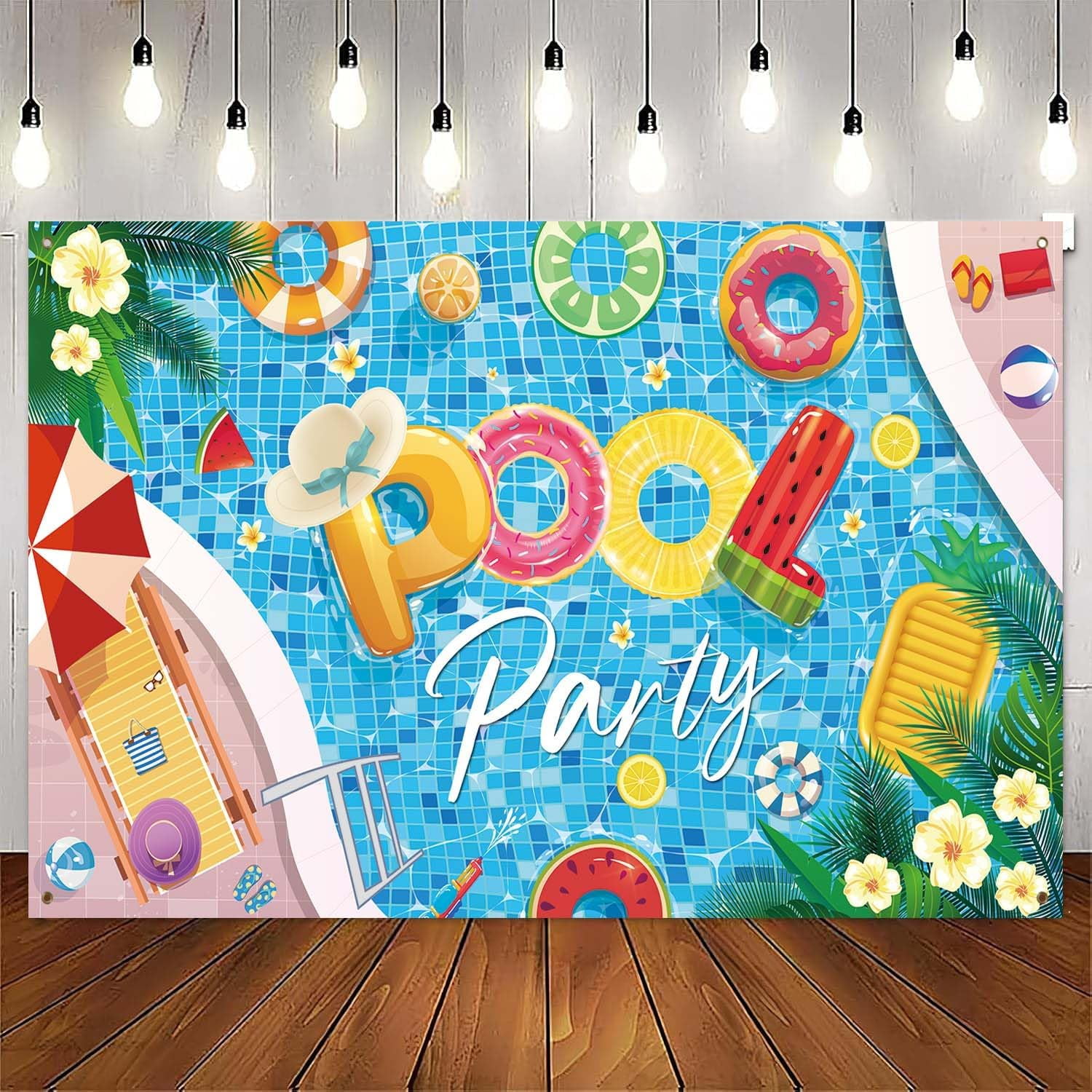 7x5ft Pretty Backdrop Pool Party Backdrop Banner, Summer Pool Party ...