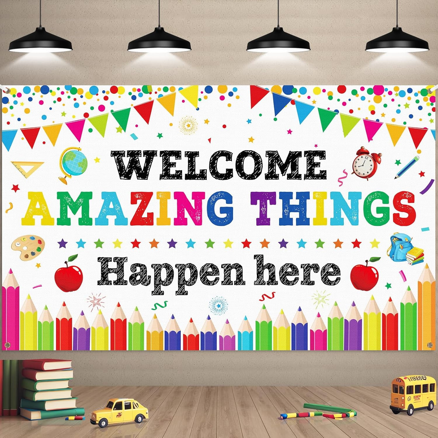 7x5ft Pretty Backdrop Welcome Back Classroom Banner Decoration ...