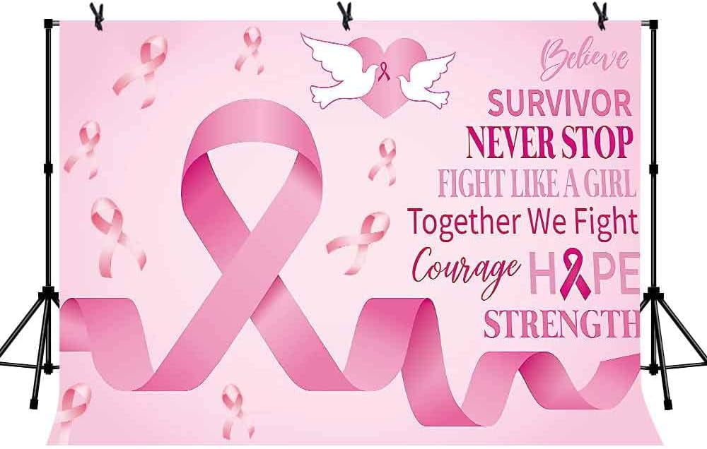 7x5ft Pretty Pink Ribbon Backdrop Breast Cancer Photography Background ...