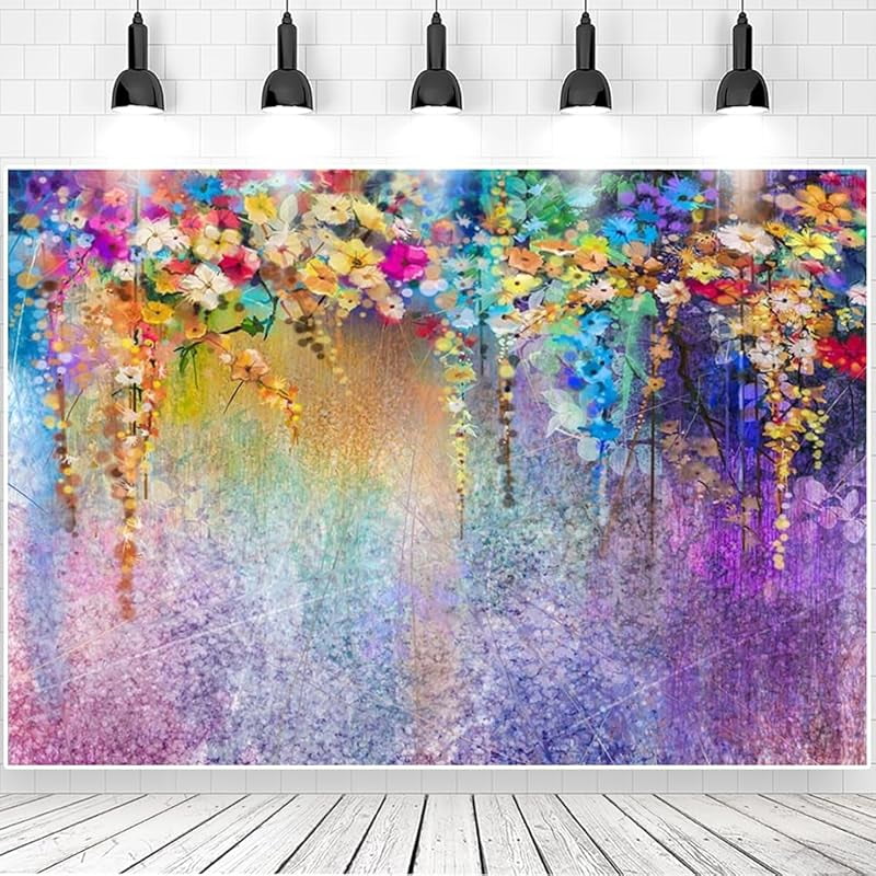 7x5ft Purple Abstract Flower Watercolor Painting Photography Backdrops ...