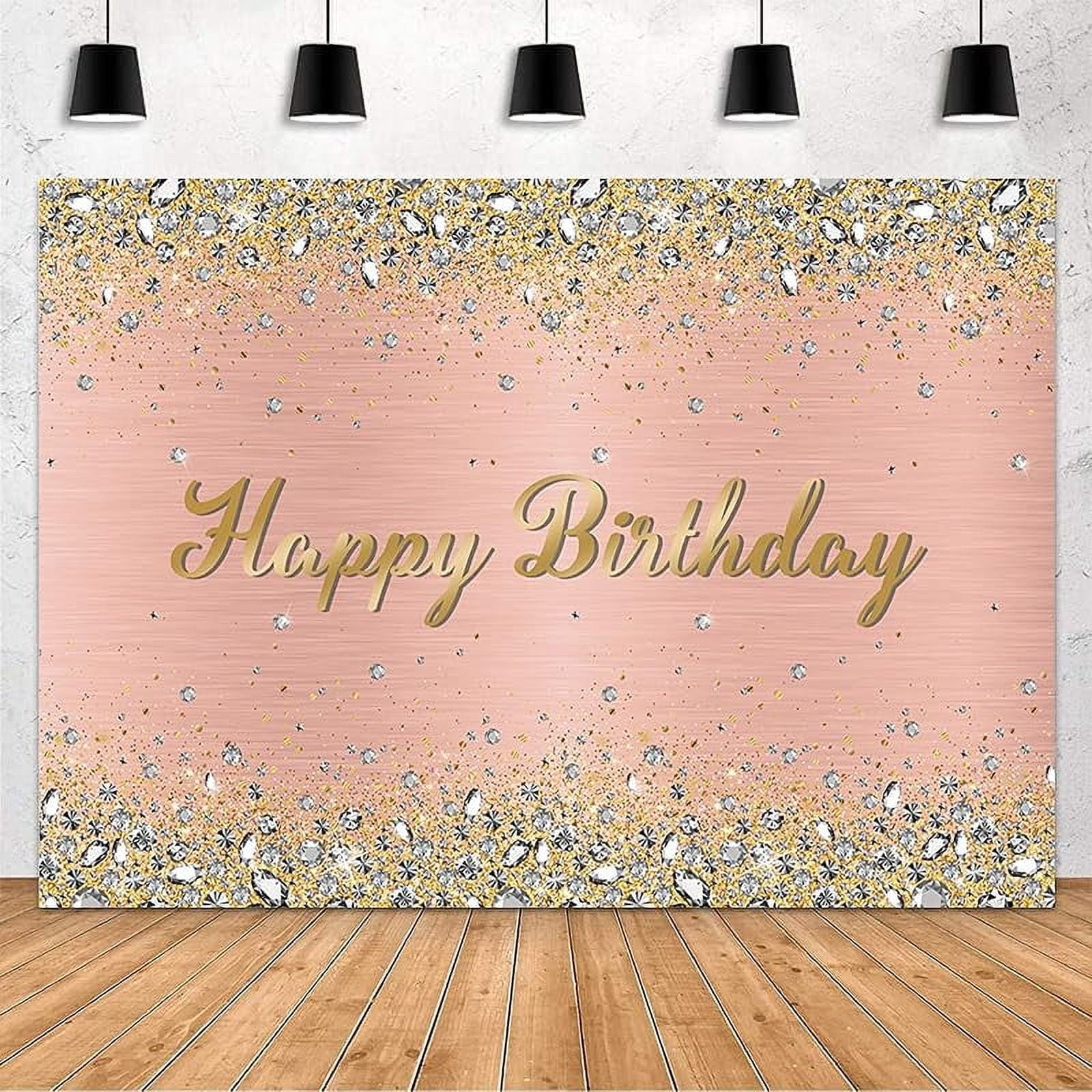 7x5ft Purple Birthday Party Decorations Backdrop Shinning Gold Glitter ...