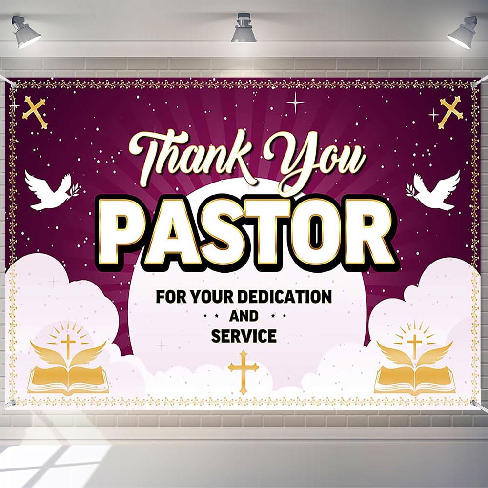 7x5ft Purple Pastor Appreciation Backdrop Religious Cross Dove Thank ...