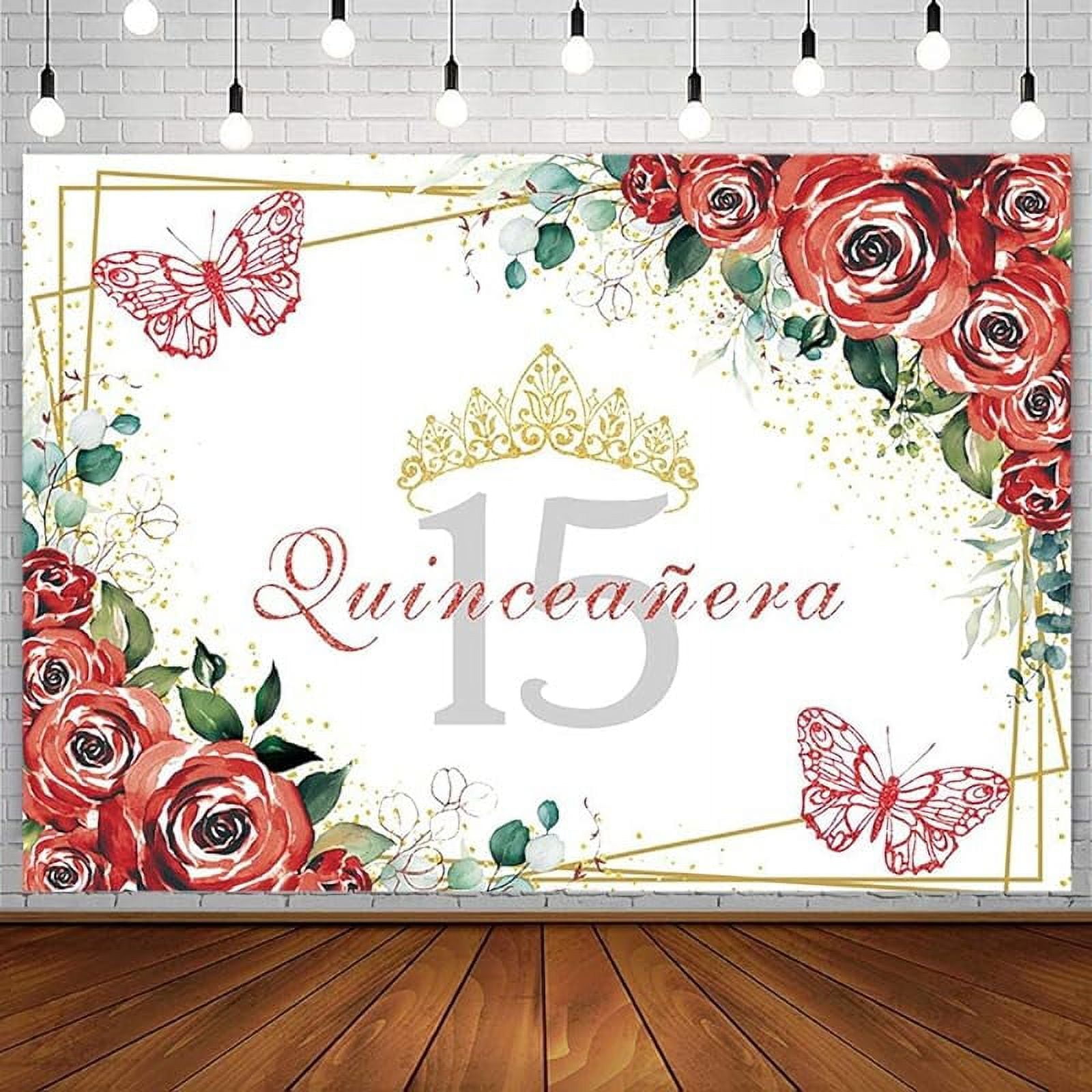 7x5ft Quinceañera Backdrop Mis Quince 15 Anos Birthday Party Decoration ...