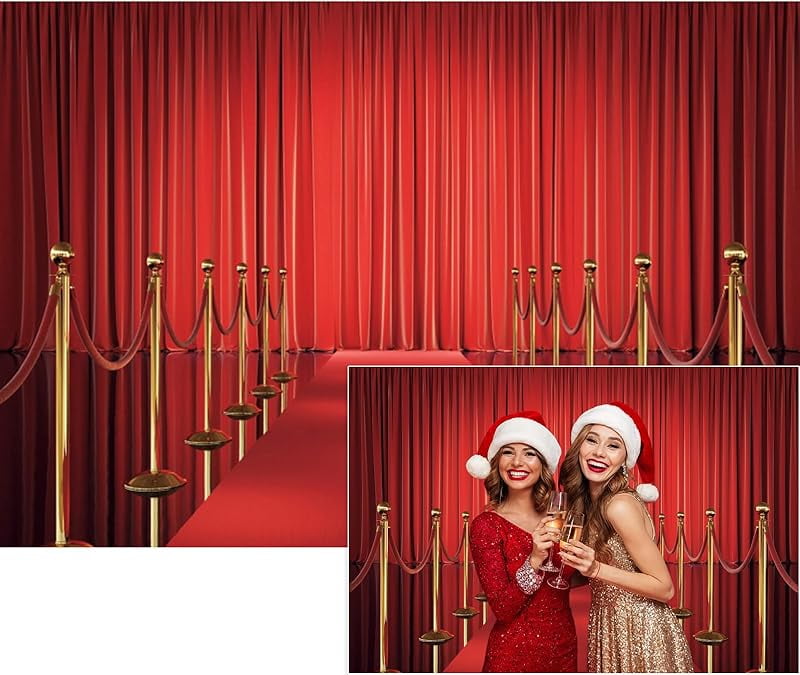 7x5ft Red Curtain Backdrop Theme Film Festival Party Red Carpet Stage ...