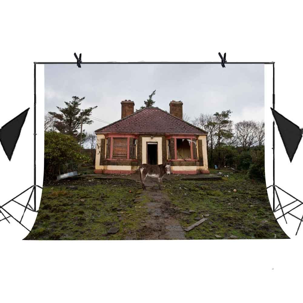 7x5ft Rural Pastoral Backdrop House Cattle Green Plant Picture Shoot ...