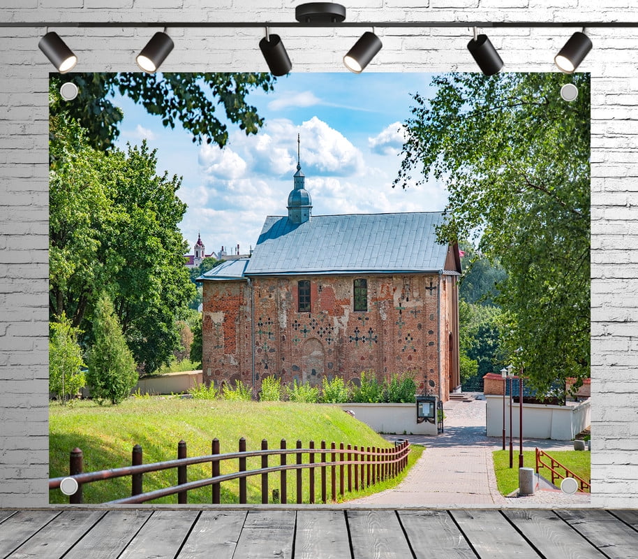 7x5ft Rustic Backdrop Old Brick Building with Greenery Photo Backdrop ...