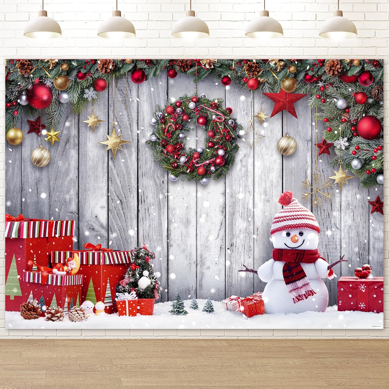 7x5ft Rustic Barn Backdrop Xmas Wood Door Photography Backdrop Tree ...