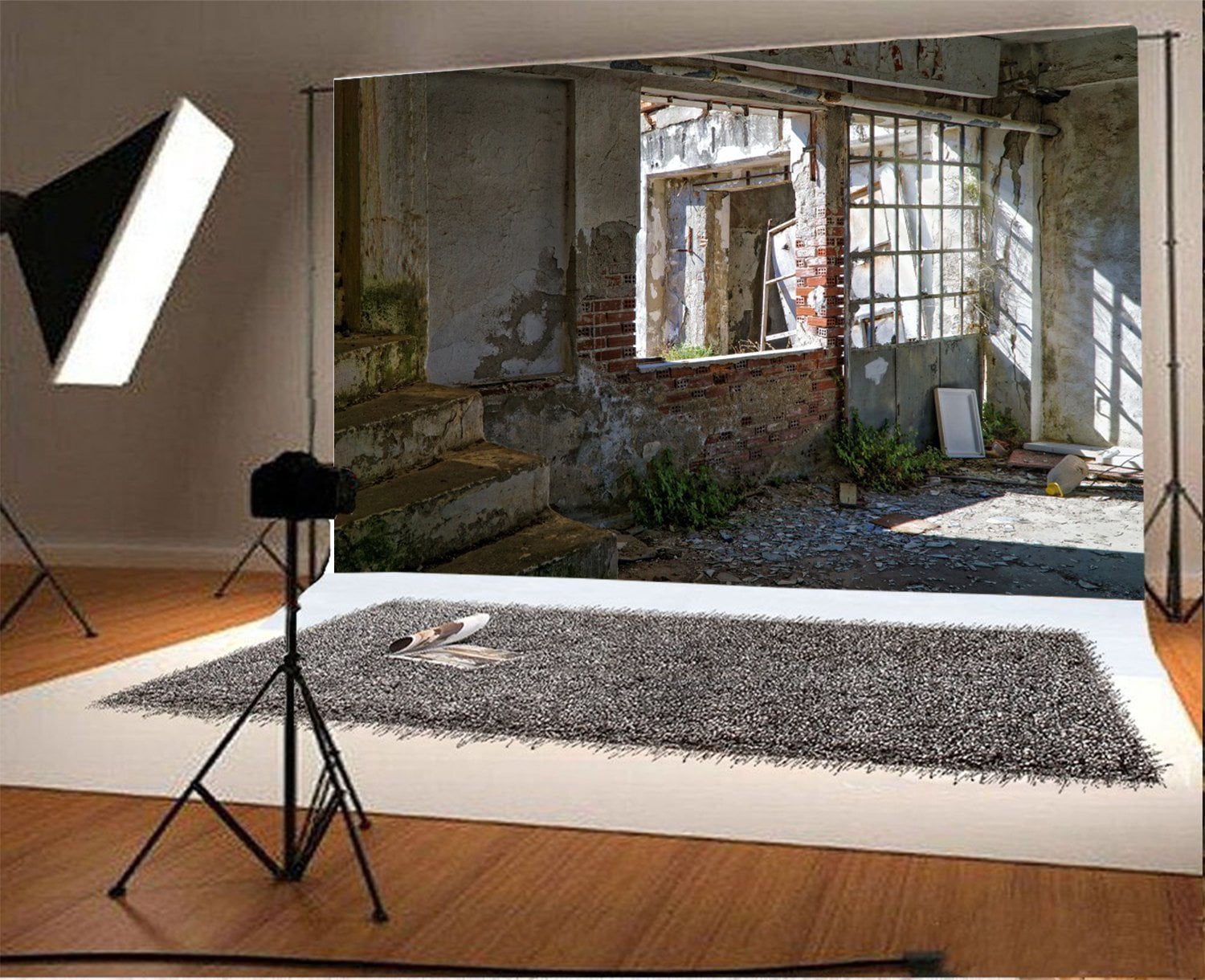 7x5ft Rustic House Backdrop Interior Vintage Brick Wall Grunge Window ...