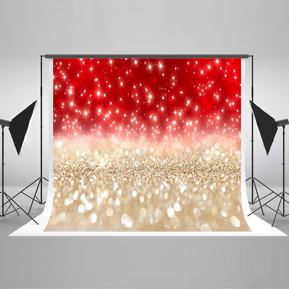 7x5ft Sequins Photography Backdrops Red and Golden Color Background ...