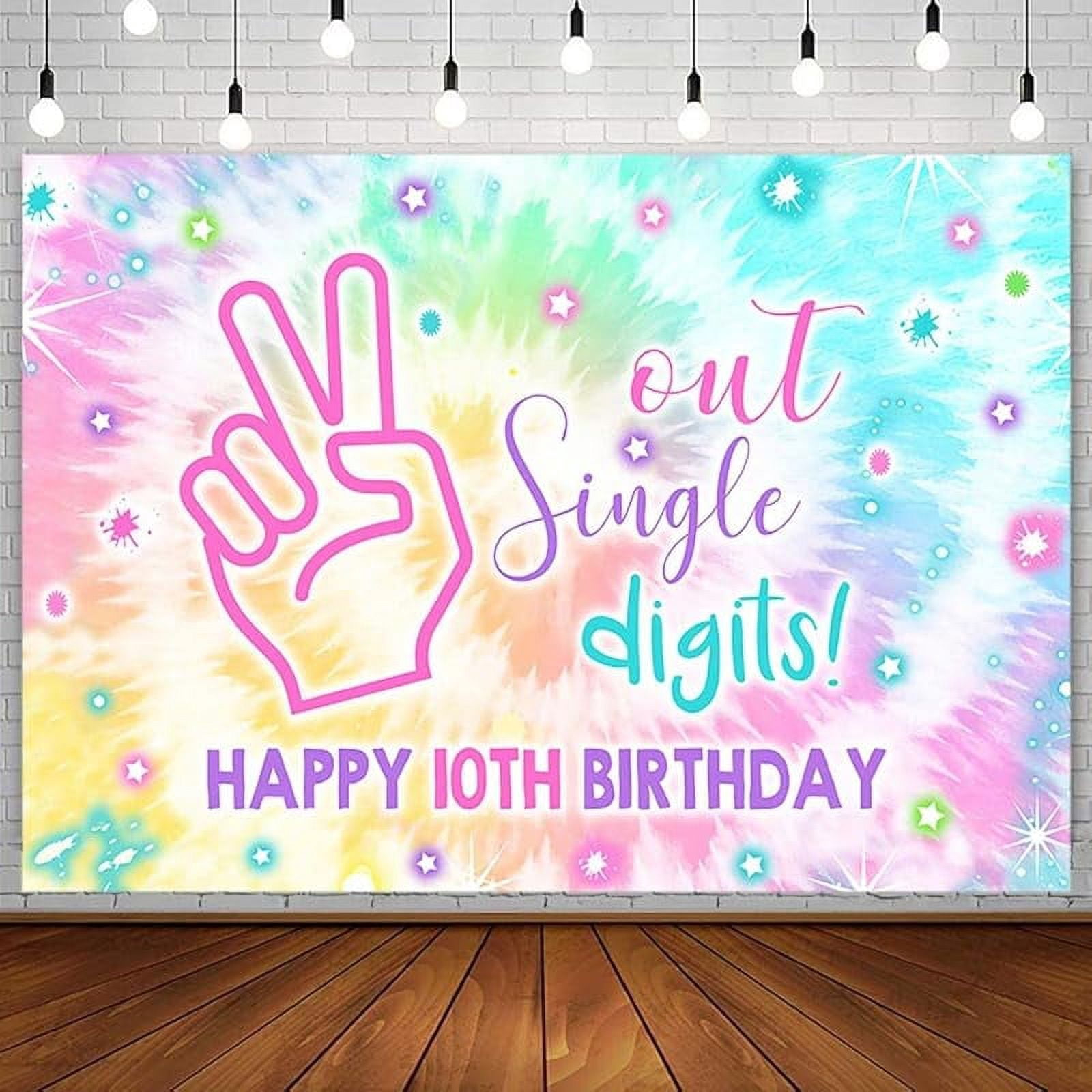 7x5ft Out Single Digits Backdrop Happy 10th Birthday Party Decorations ...