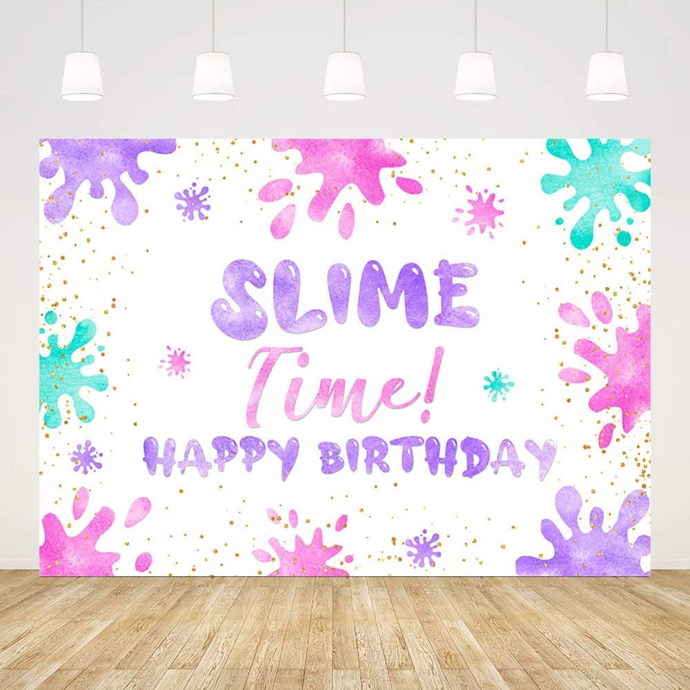 7x5ft Slime Time Birthday Backdrop for Party Colorful Graffiti Glow ...