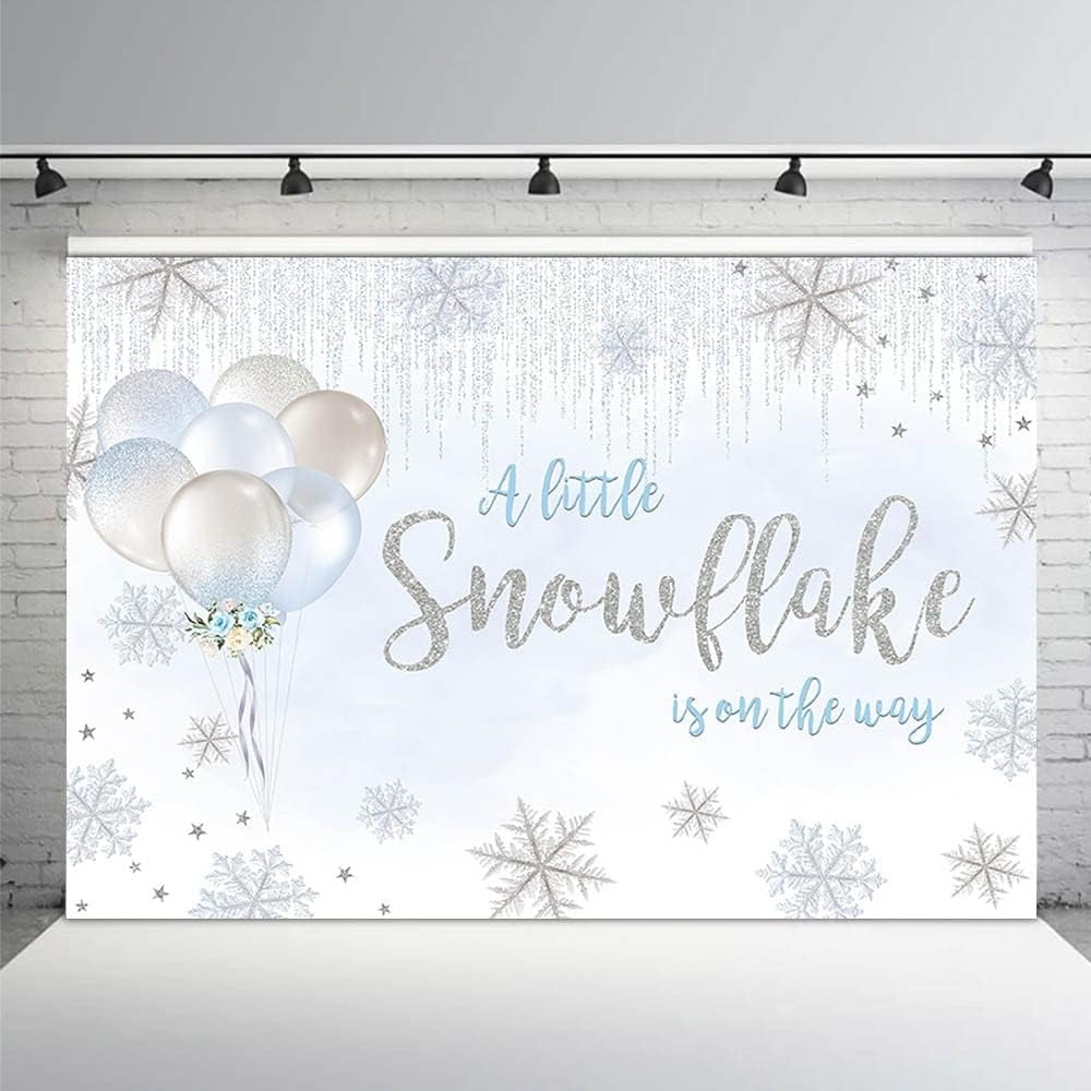 7x5ft Snowflake Boy Baby Shower Backdrop Winter Snowflake Blue and ...