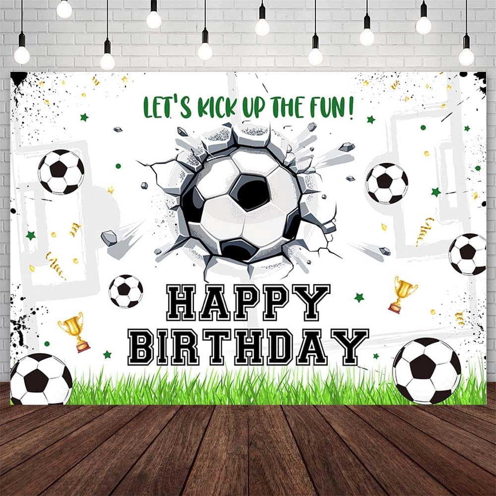 7x5ft Soccer Birthday Backdrop Lets Kick Up The Fun Photography ...