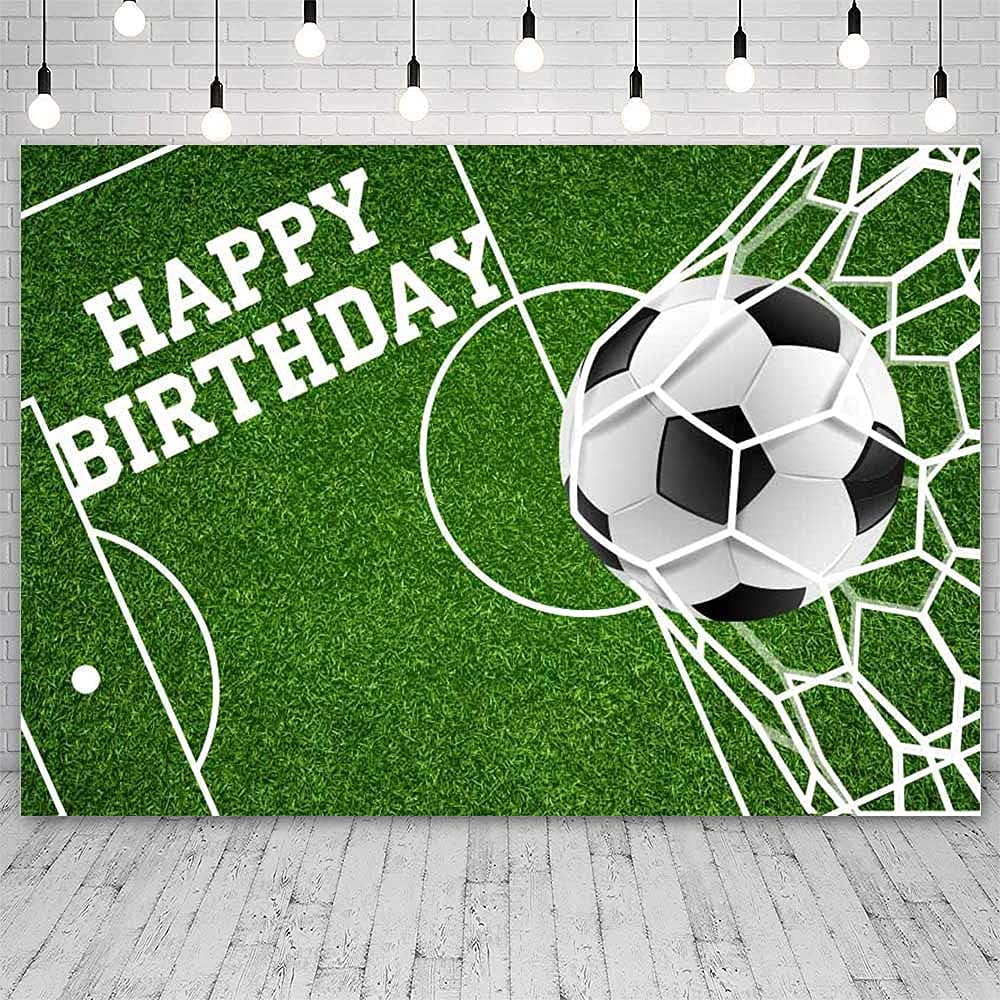 7x5ft Soccer Theme Happy Birthday Backdrop Boy Party Decorations Green ...