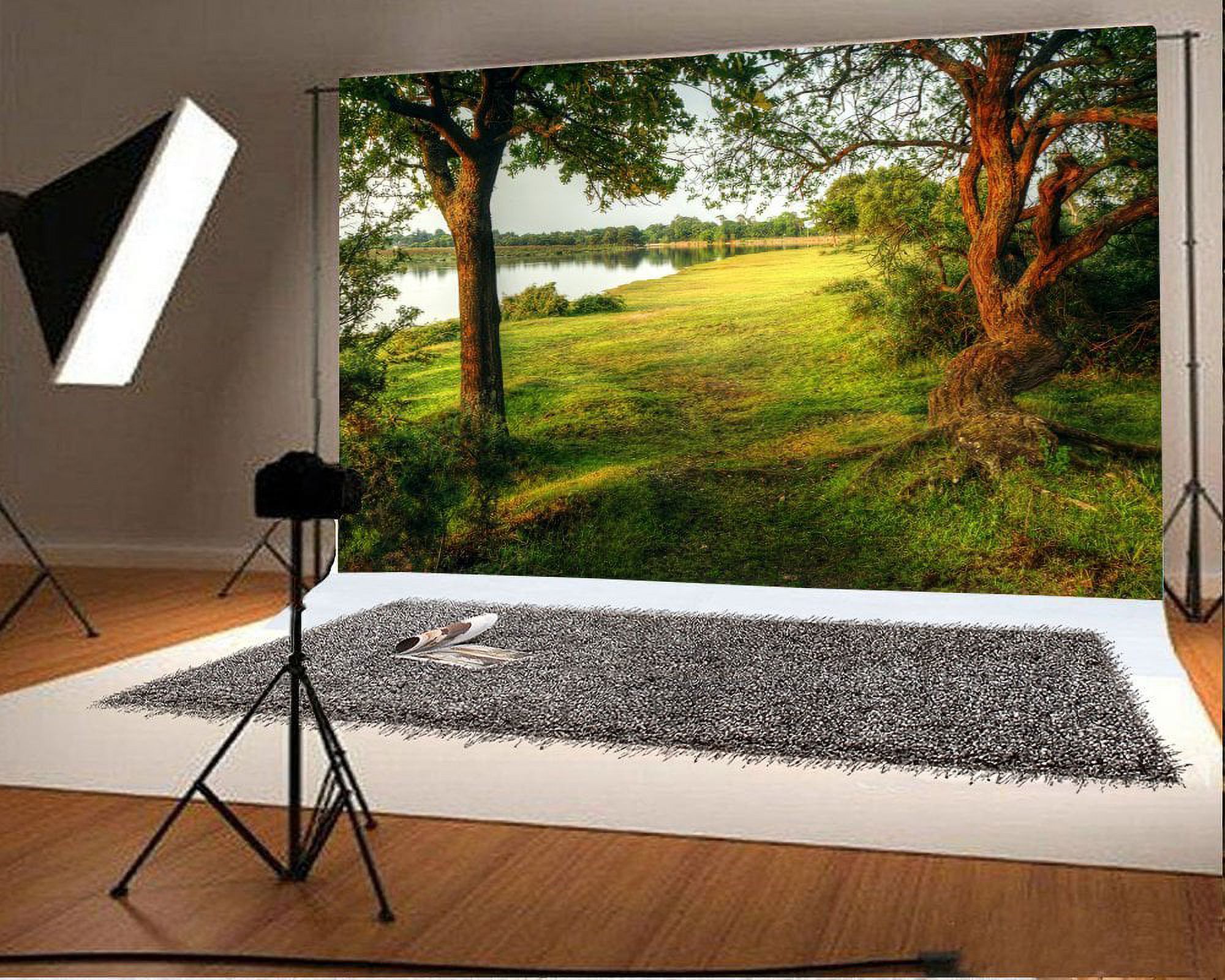 7x5ft Spring Travel Backdrop Nature Landscape Tree Green Grass Lawn ...
