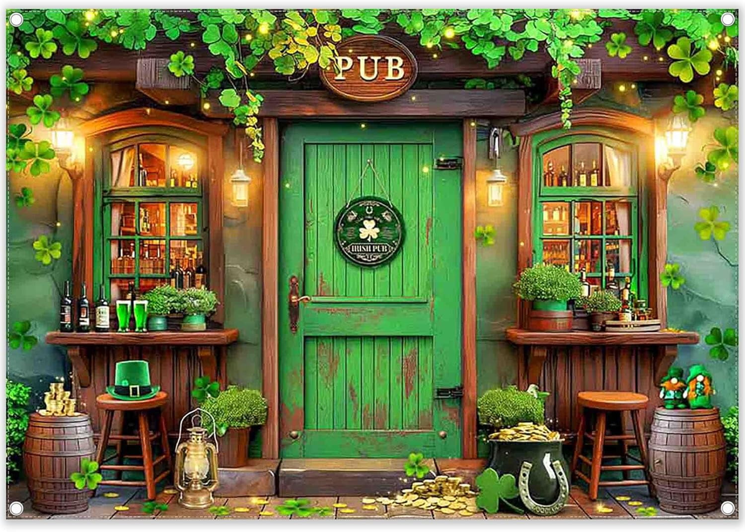 7x5ft St. Patrick Photography Backdrop Irish Green Shamrock Gold Coin ...