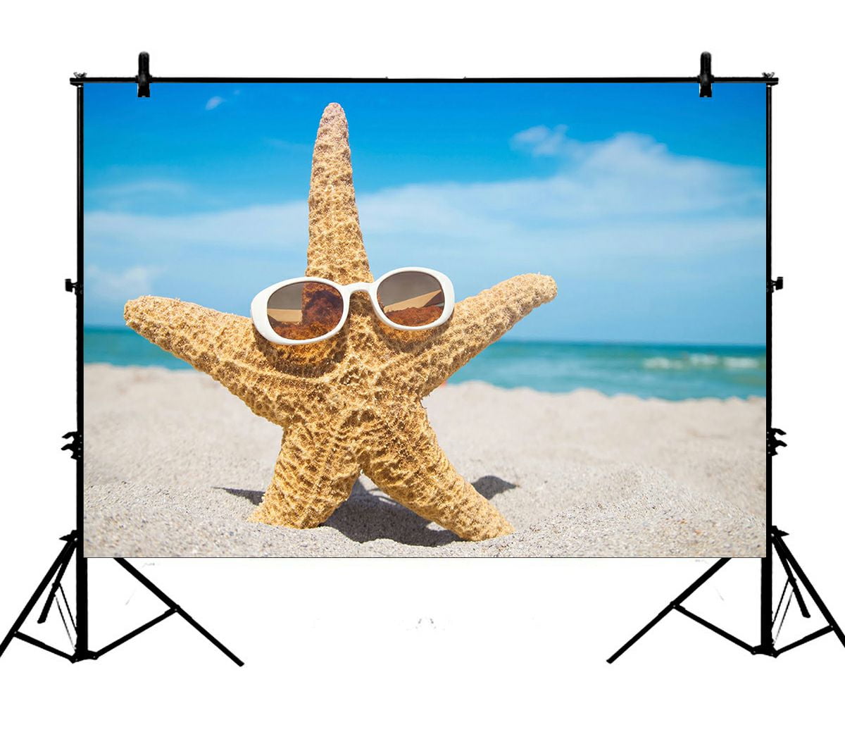 7x5ft Starfish On The Beach Polyester Photography Backdrop For Studio ...