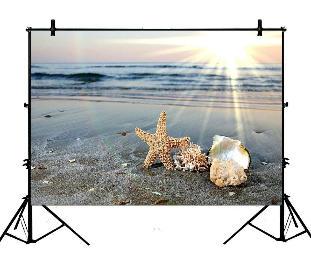 7x5ft Starfish Sea Ocean Waves Polyester Photography Backdrop For ...