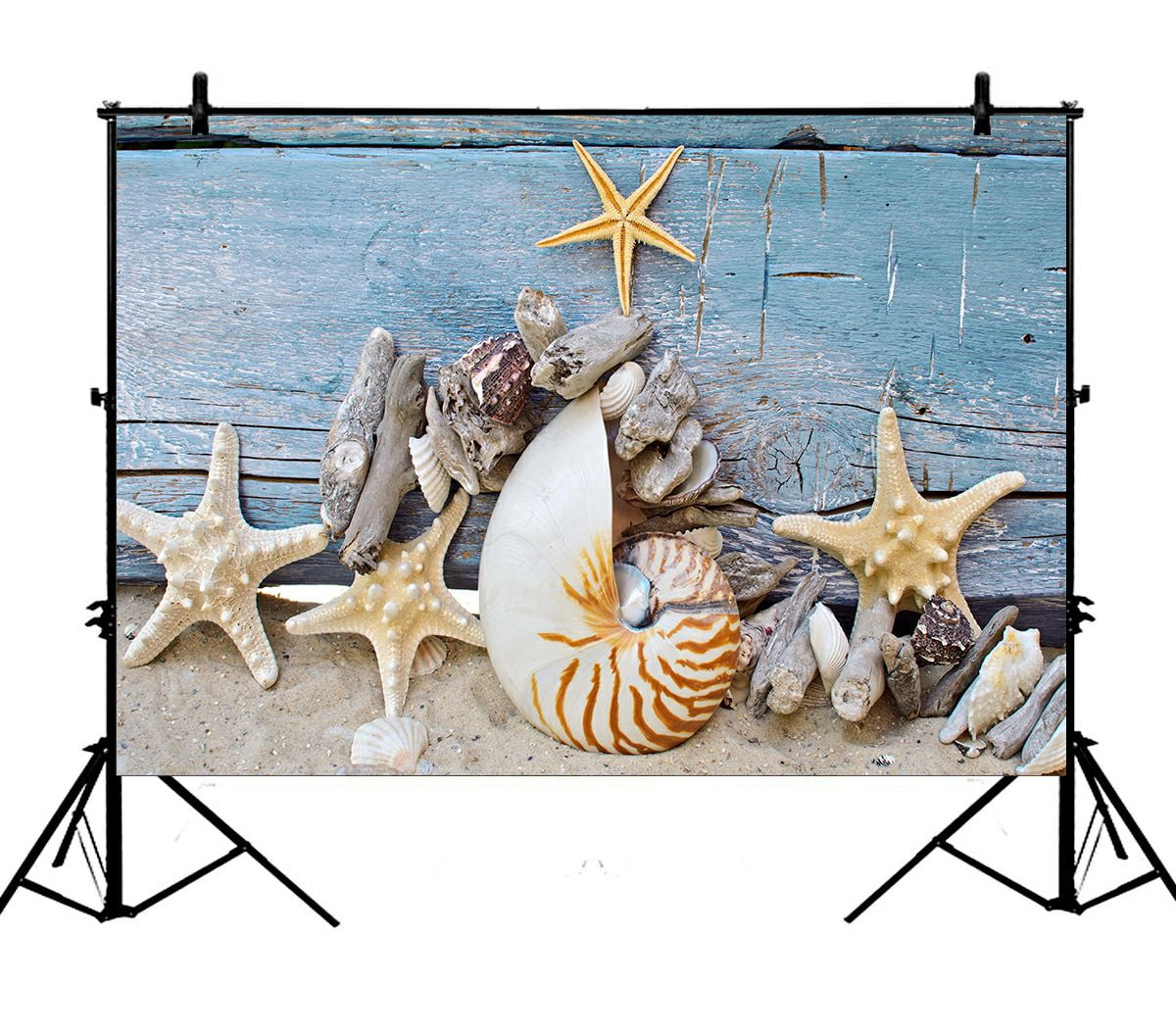 7x5ft Summer Beach with Starfish Sea Shells Polyester Photography ...