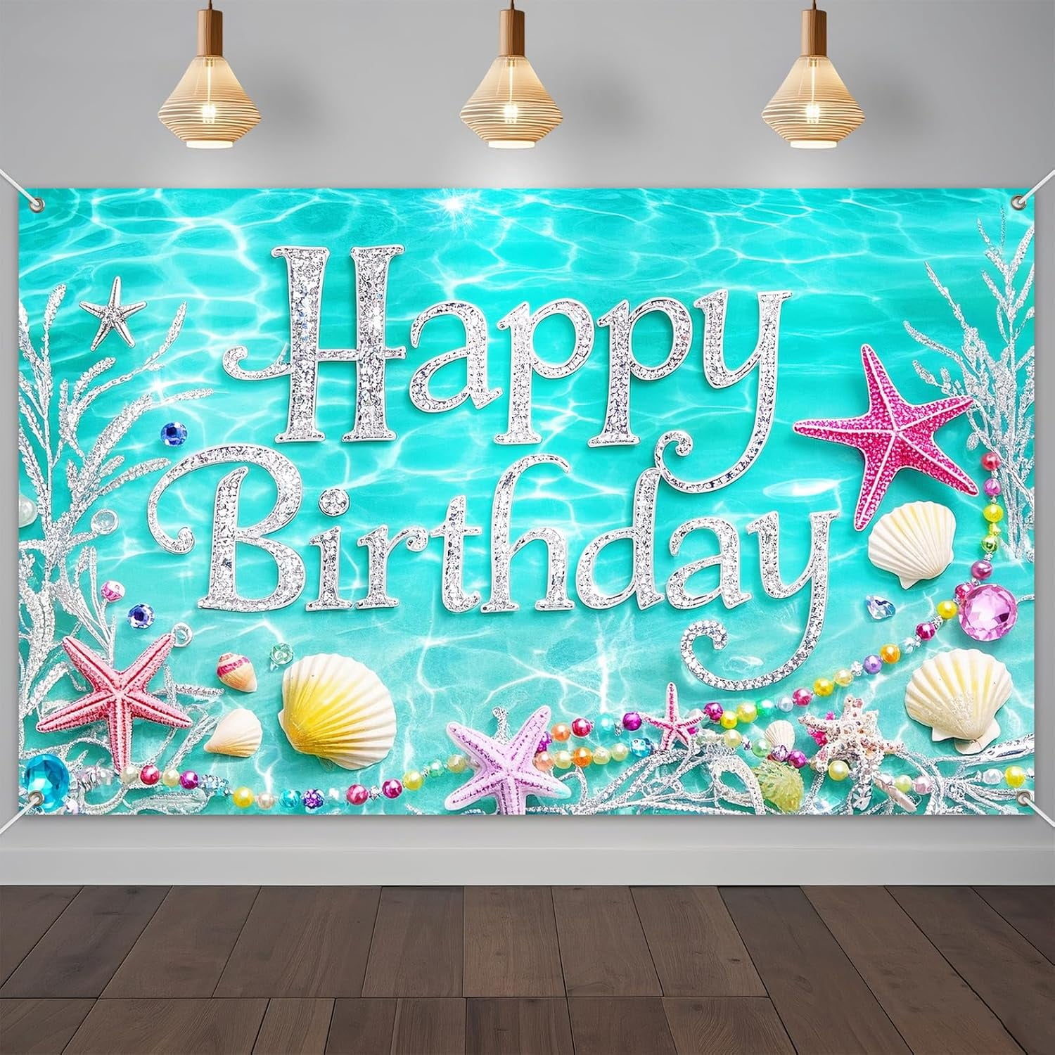 7x5ft Summer Birthday Backdrop Aqua Blue Ocean Theme Summer Beach Happy ...
