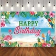 7x5ft Summer Luau Birthday Backdrop Tropical Flamingo Beach Background ...