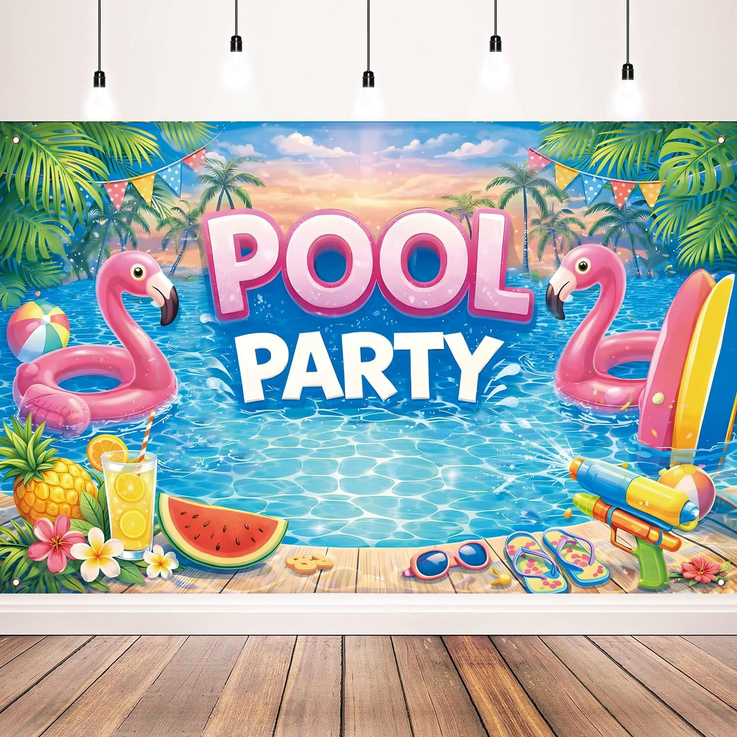 7x5ft Summer Pool Party Backdrop Flamingo Float Water Theme Background ...