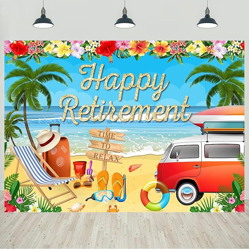 7x5ft Summer Retirement Backdrop Tropical Beach Hawaiian Retirement ...