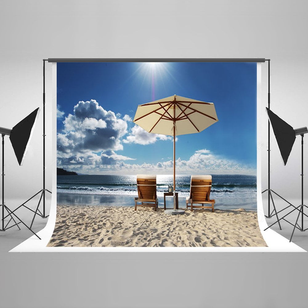 7x5ft Sunshine Beach Deck Chairs Photography Backdrop Photo Booth ...